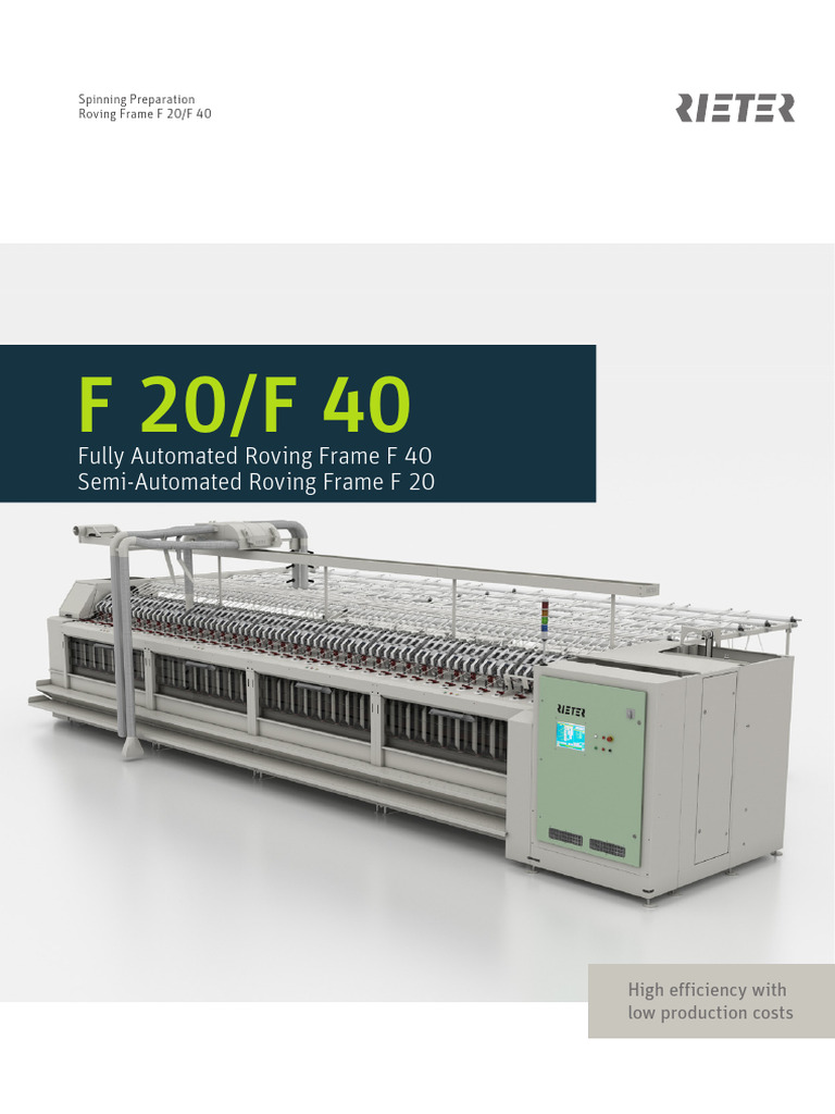 Rieter F 20 F 40 Roving Frame Brochure 3310 v2 96623 en | PDF ...
