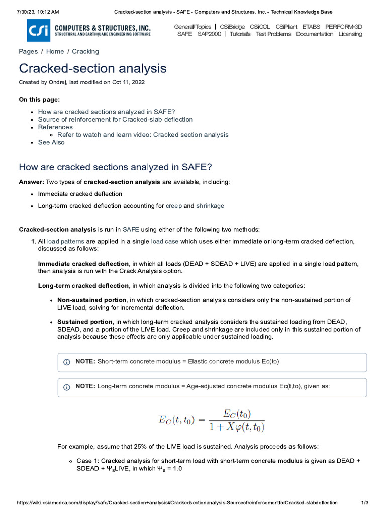 Cracked-Section Analysis - SAFE - Compu... Tures, Inc | PDF