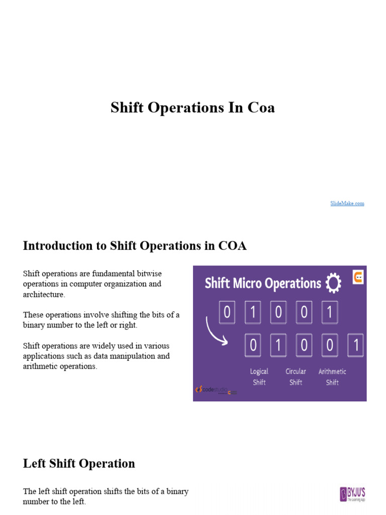 Shift Operations in Coa | Download Free PDF | Bit | Assembly Language