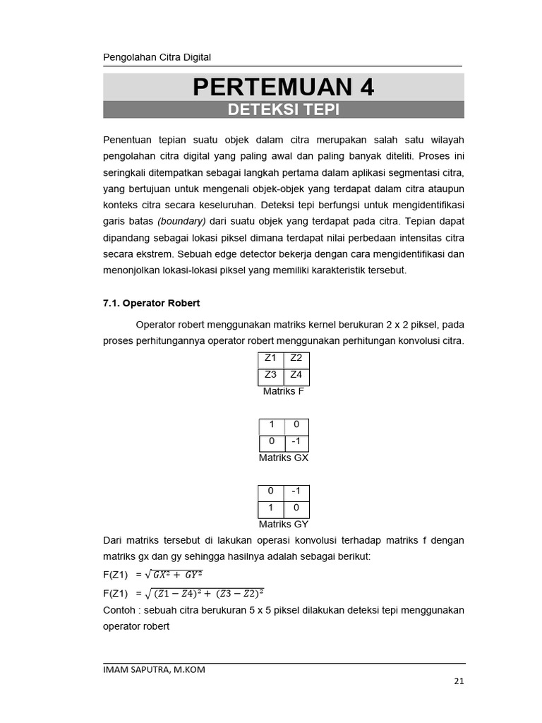 Pertemuan 4 - Deteksi Tepi | PDF