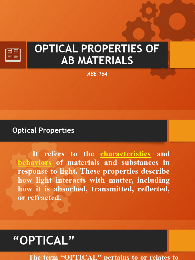Optical Properties of Ab Materials | Download Free PDF ...