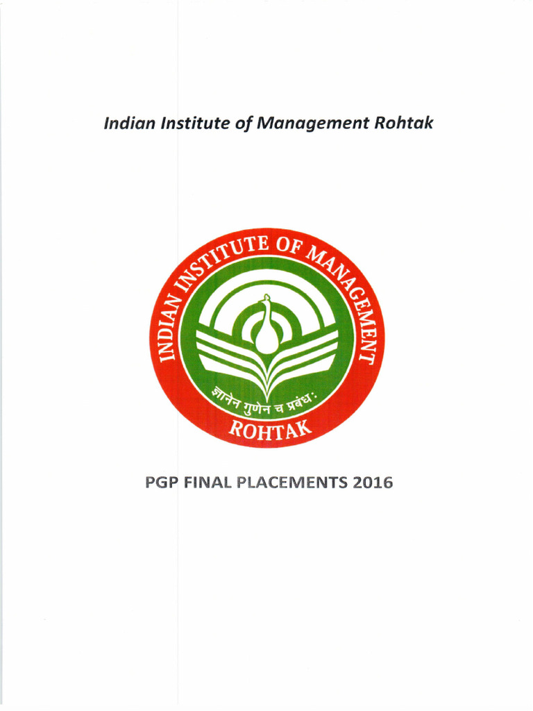 IIM Rotak Audited Final Placement Report 2016 | PDF IIM Rotak Audited Final Placement Report 2016 | PDF
