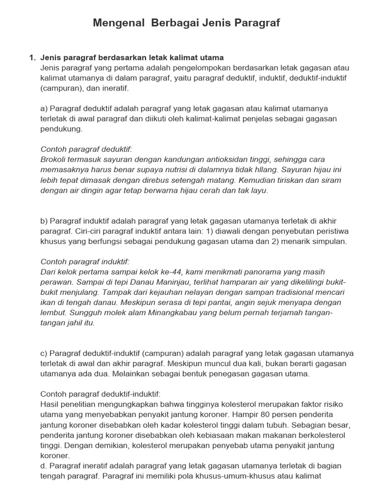 Mengenal Berbagai Jenis Paragraf | PDF
