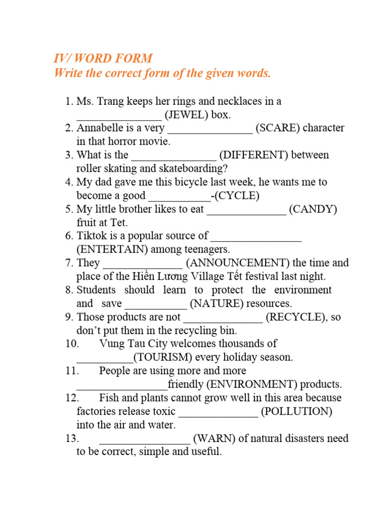 Word Form - Rewrite | PDF