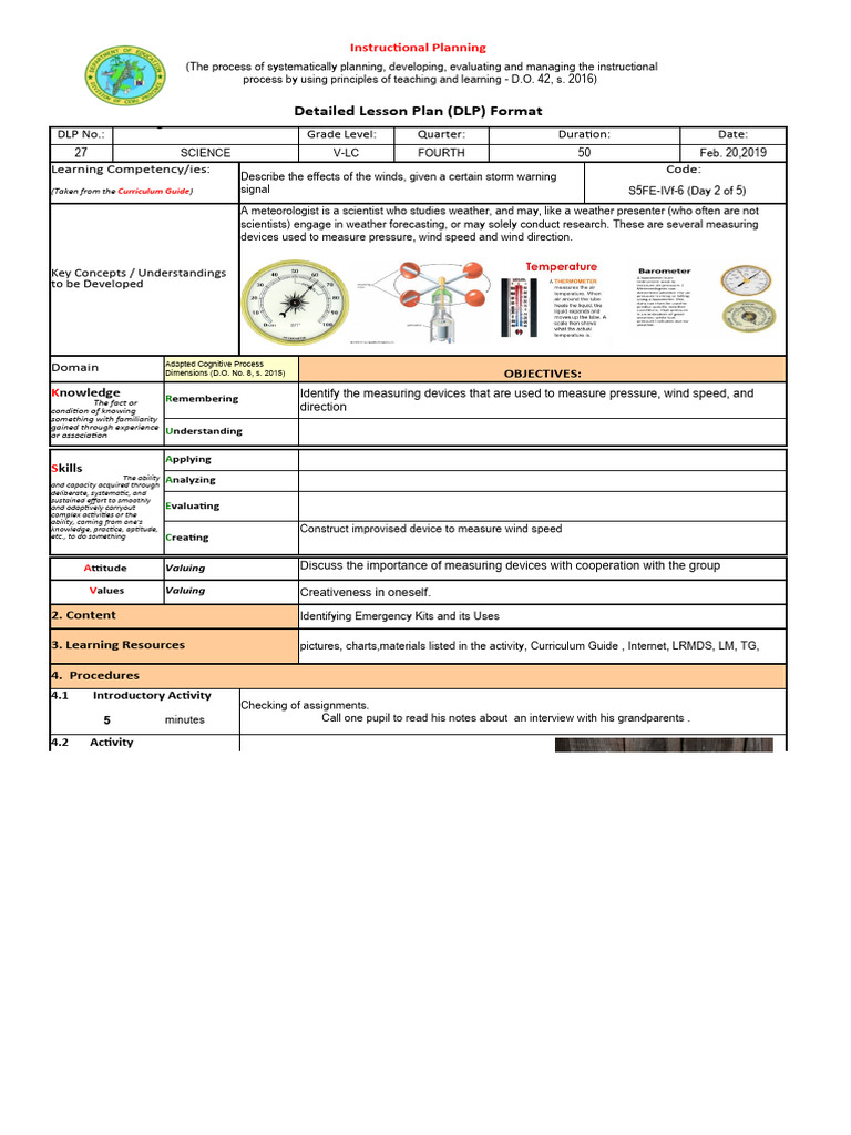 Wind Speed Measurement Lesson Plan | PDF | Weather | Earth Sciences