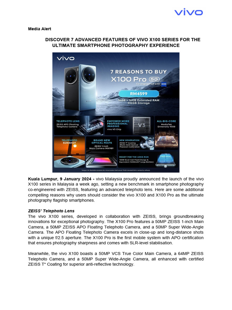 Media Alert - Discover The Advanced Features of Vivo X100 Series For ...