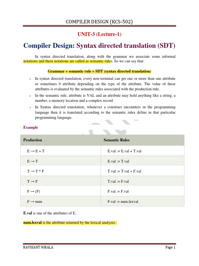 CD Unit 3 RV | PDF | Compiler | Parsing