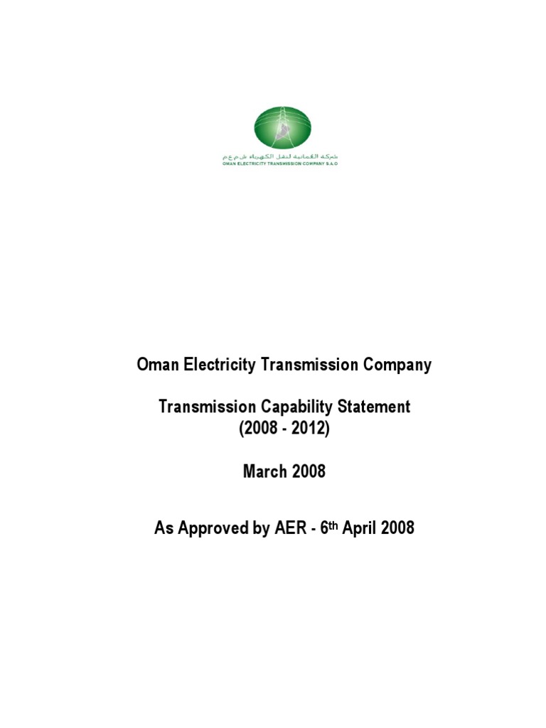 OETC 2008 Approved Transmission Capability Statement | PDF | Electric ...