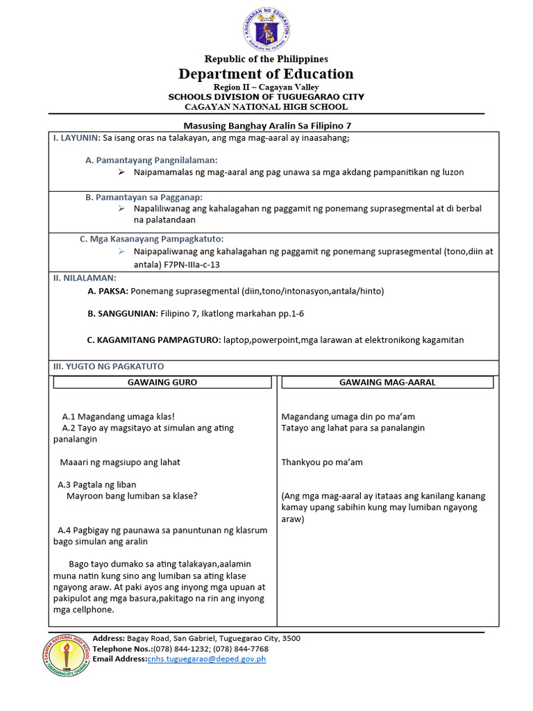 G7 Lesson Plan NO.1 SHYREENE | PDF