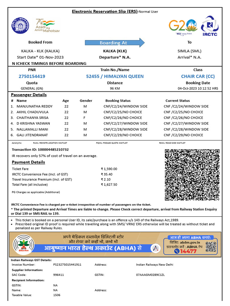 Toy Train Tickets 01 Nov 23 | PDF | Identity Document | Ticket (Admission)