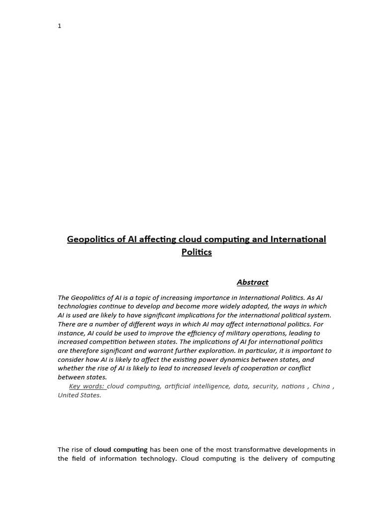 Geopolitics of AI Affecting Cloud Computing and International Politics | Download Free PDF ...