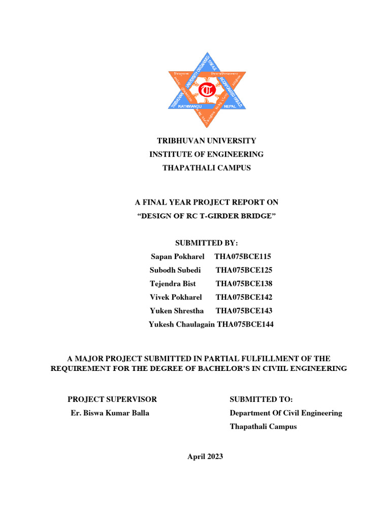 Group - 2 - Design of RC T Girder Bridge | PDF | Drainage Basin | Bridge