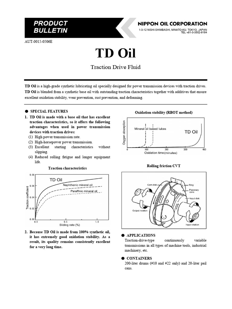 TD Oil: Traction Drive Fluid Overview | PDF | Manufactured Goods ...
