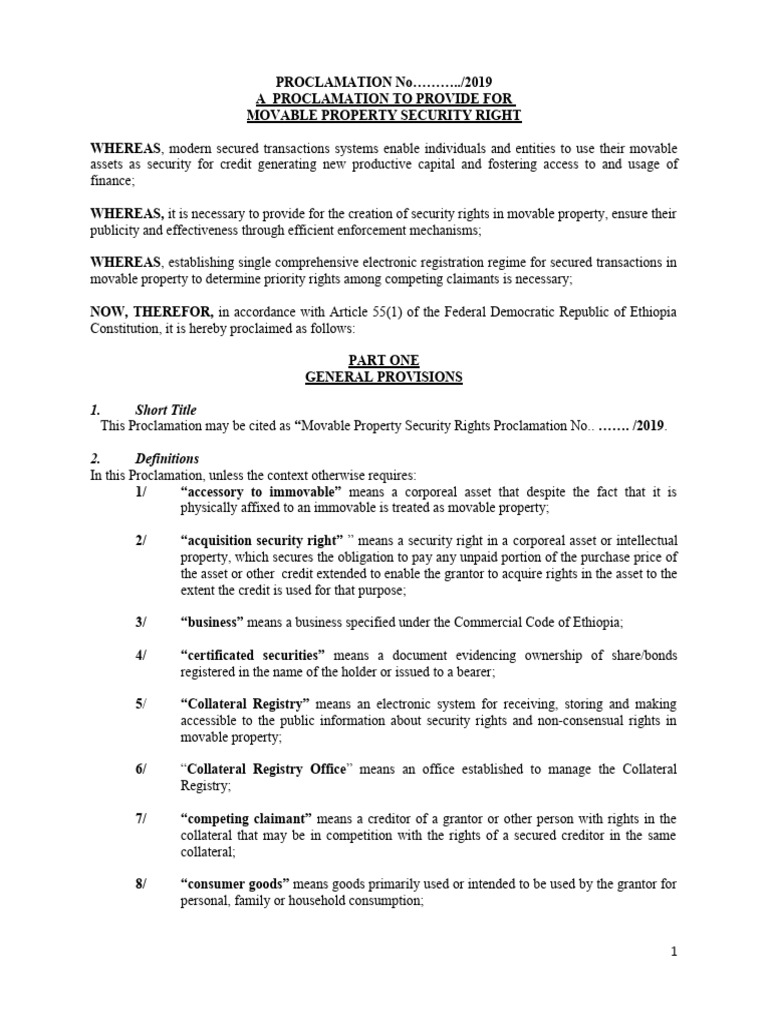 375c7 A Proclamation To Provide For Movable Property Security Right ...