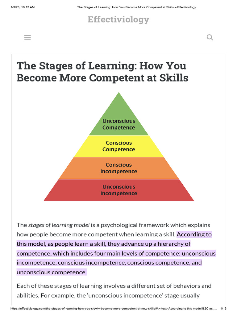 Stages of Learning and Competence | PDF | Learning | Consciousness