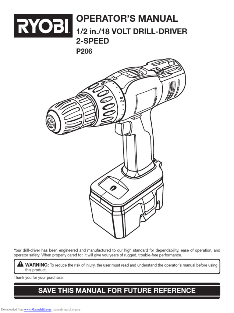 Ryobi p206 | PDF | Battery Charger | Rechargeable Battery