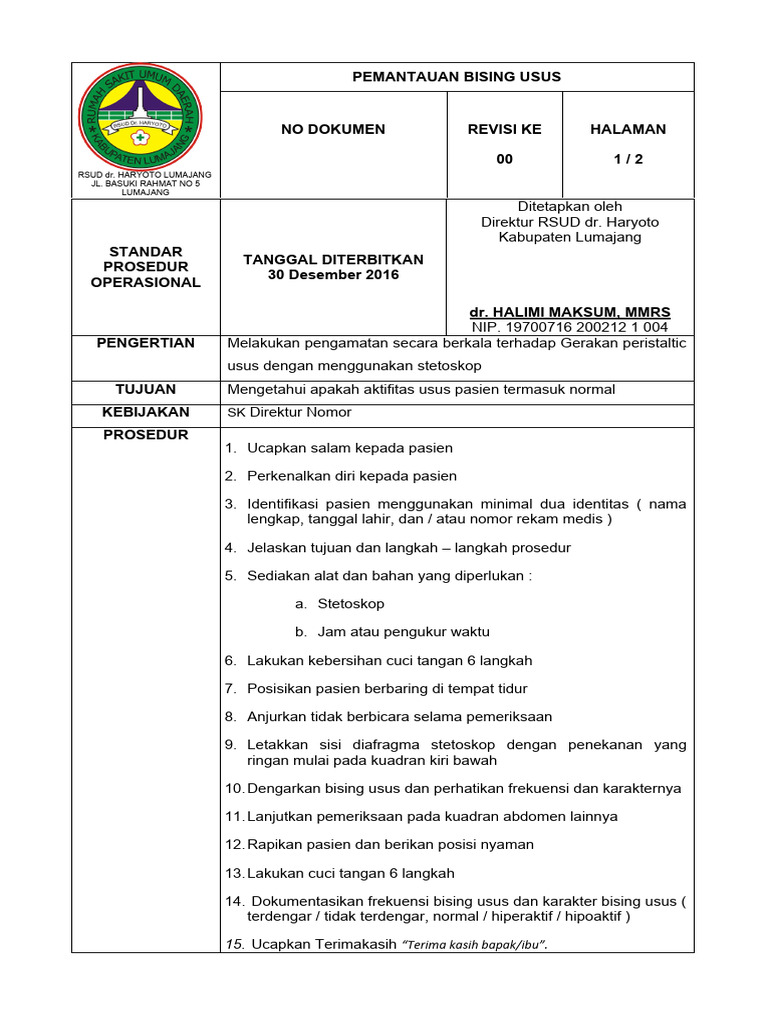 Spo Pemantauan Bising Usus | PDF