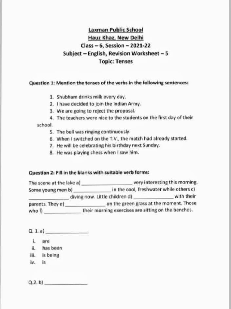 English Revision Worksheet | PDF | Grammatical Tense | Languages