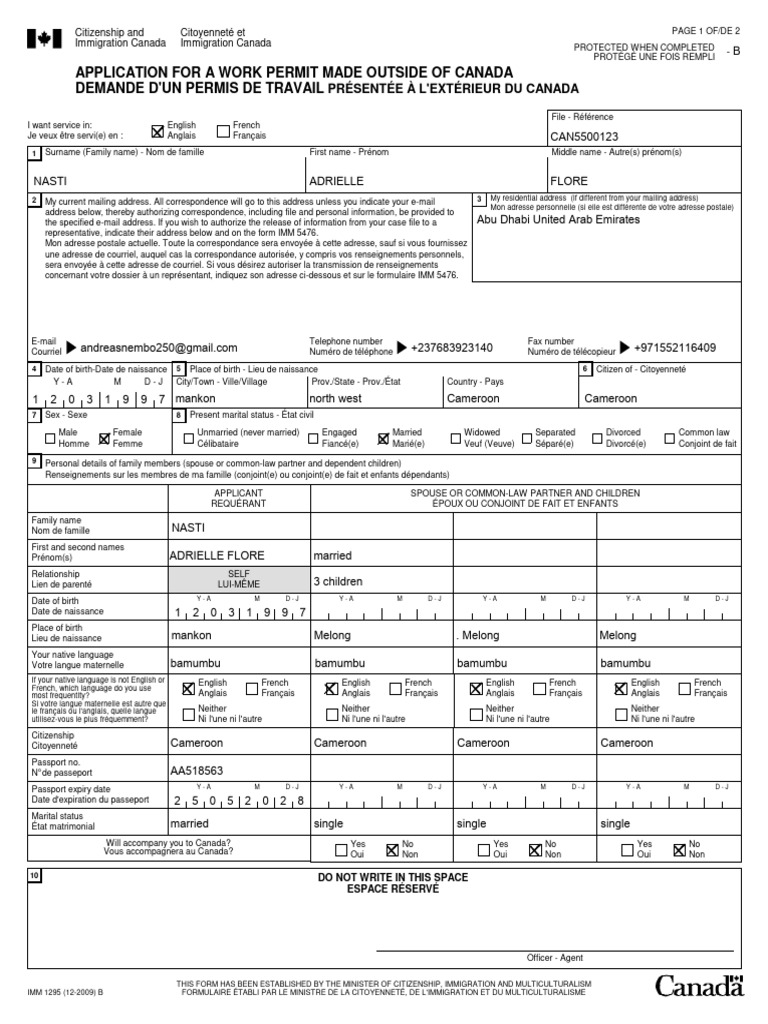 Canada Work Permit Application Form PDF | PDF | Justice | Crime et violence