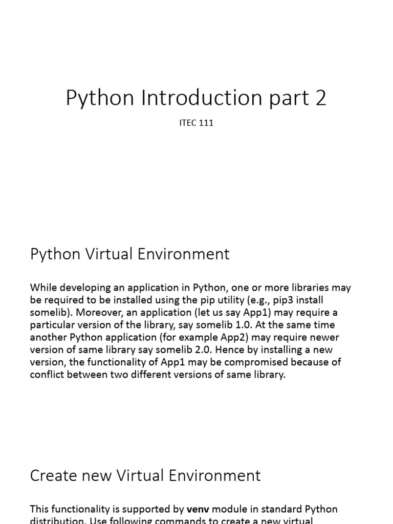 ITEC 111 Python 02 - Intro To Python Part 2 | PDF