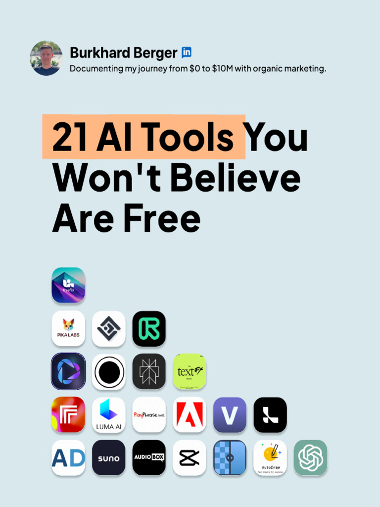 21 AI Tools You Won't Believe Are Free - 240126 - 204940 | PDF | Artificial Intelligence ...