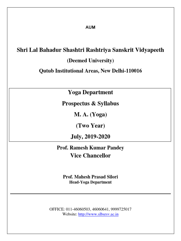 MA - Yoga Syllabus | PDF | Statistics | Hatha Yoga