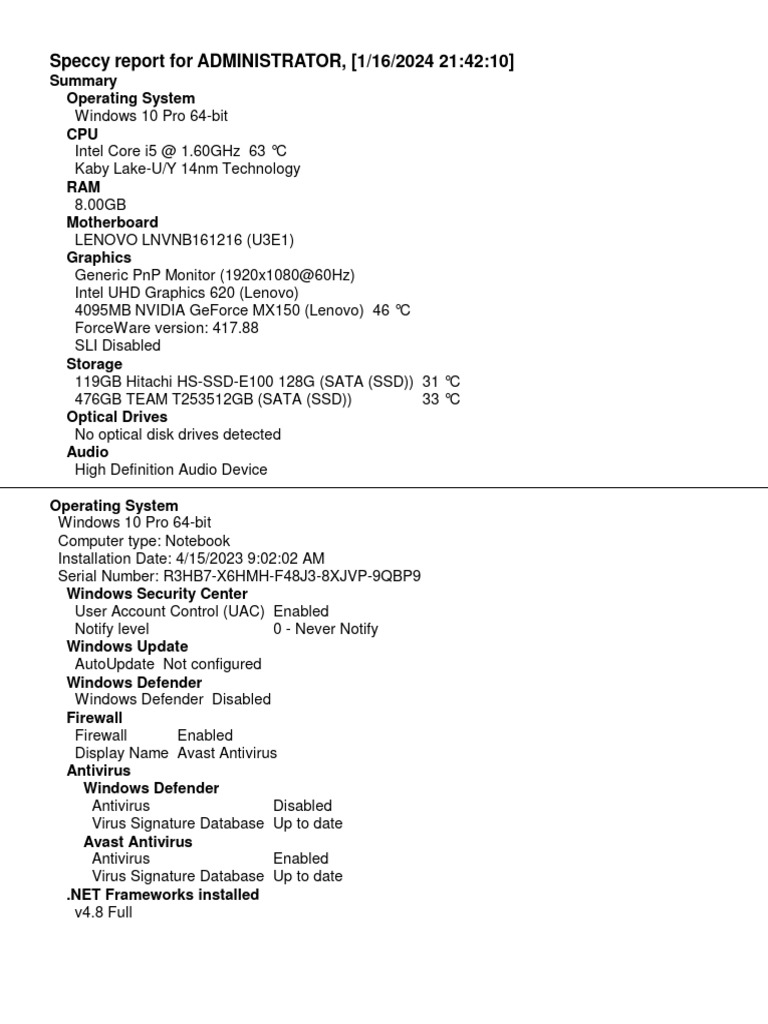 Speccy Report - ADMINISTRATOR | PDF | Hyper V | Microsoft Windows
