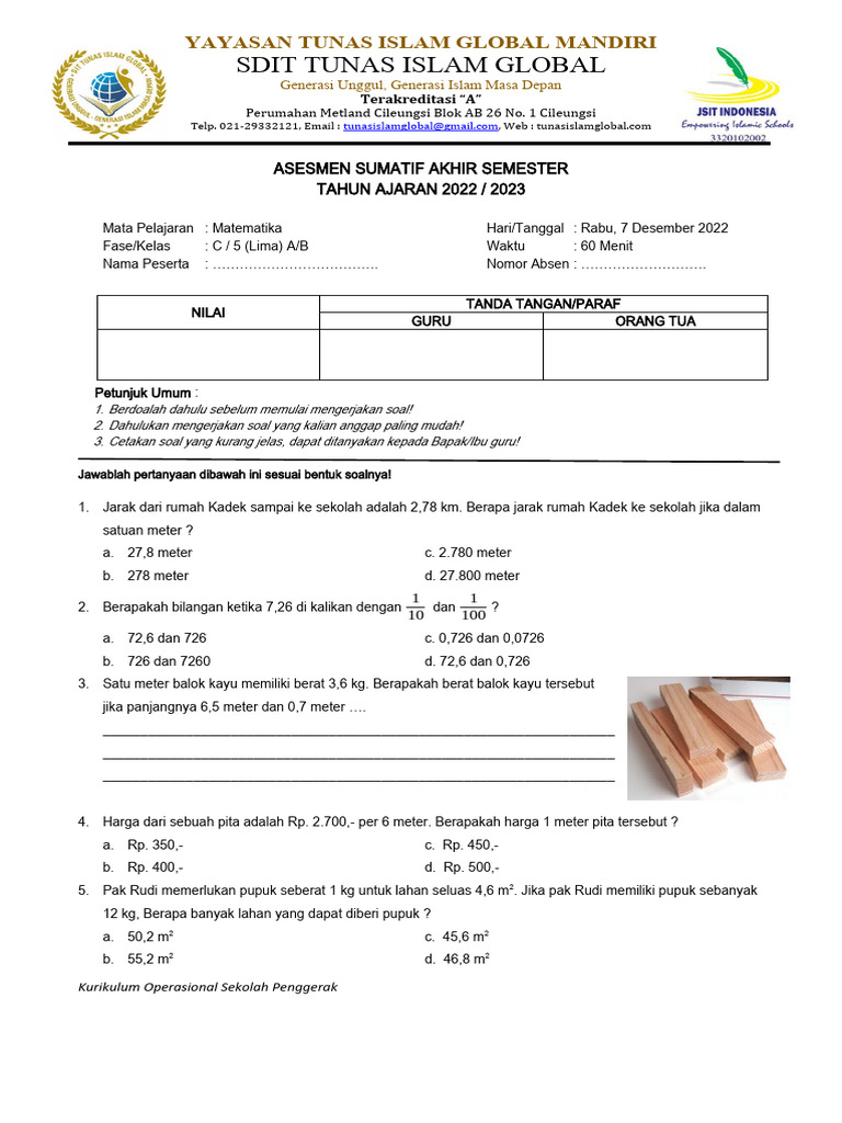 SOAL AAS MATEMATIKA Kelas 5 | PDF