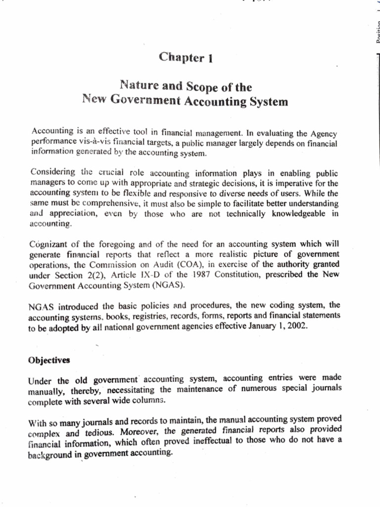 Chapter 1 Nature Scope of the New Government Accounting System | PDF