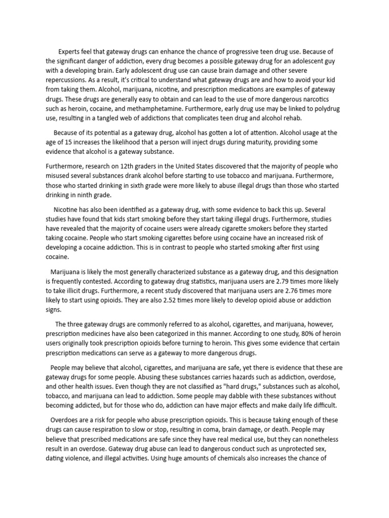 Harmful Effects of Gateway Drugs in One's Life | PDF | Substance Abuse ...