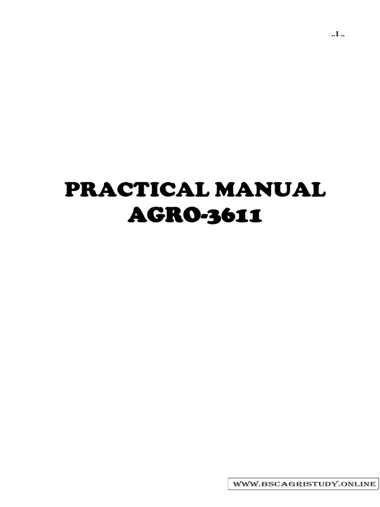 Agro 3611 Practical Manual | PDF | Soil | Sowing Agro 3611 Practical Manual | PDF | Soil | Sowing