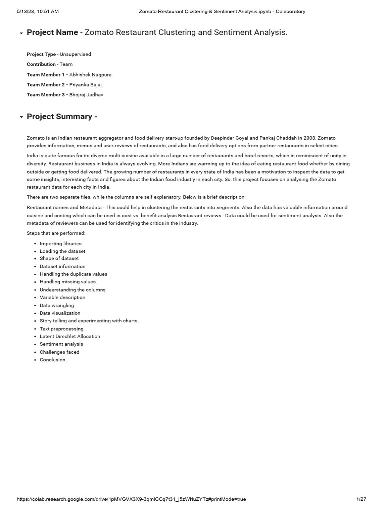 Zomato Restaurant Clustering & Sentiment Analysis - Ipynb - Colaboratory | PDF | Indian Cuisine ...