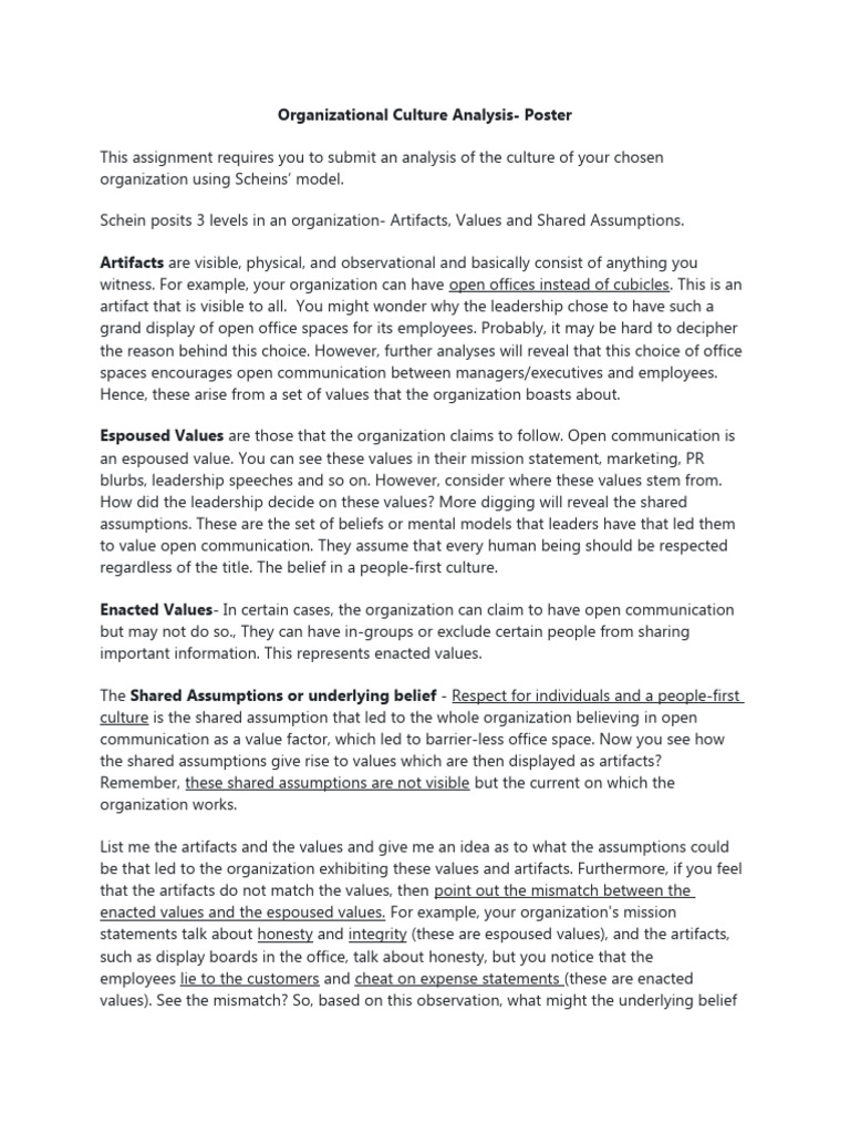 Organizational Culture Poster Instructions | PDF | Organizational ...