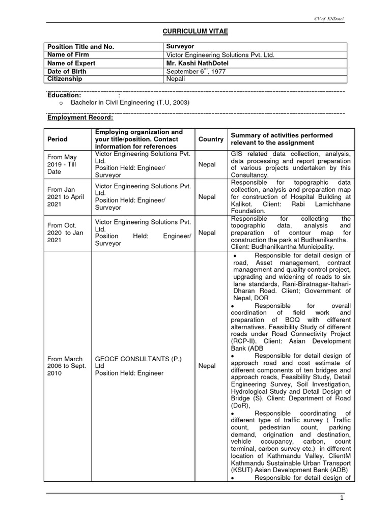 Civil - Kashi Nath Dotel | PDF | Road | Engineering