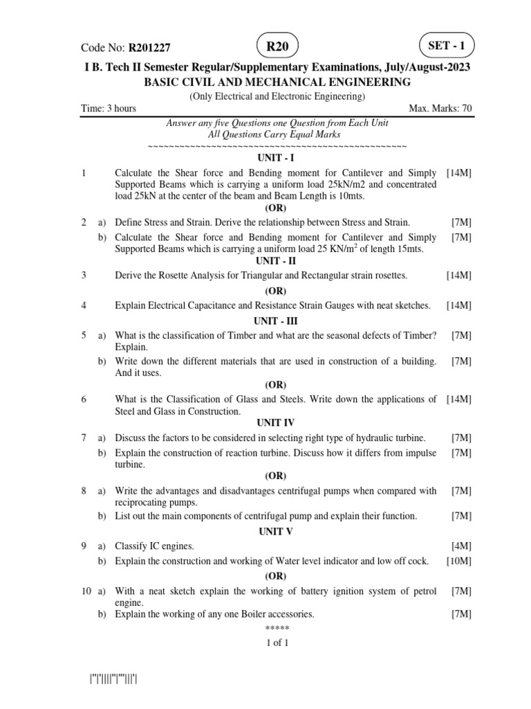 Basic Civil and Mechanical Engineering July Aug 2023 | PDF | Science ...