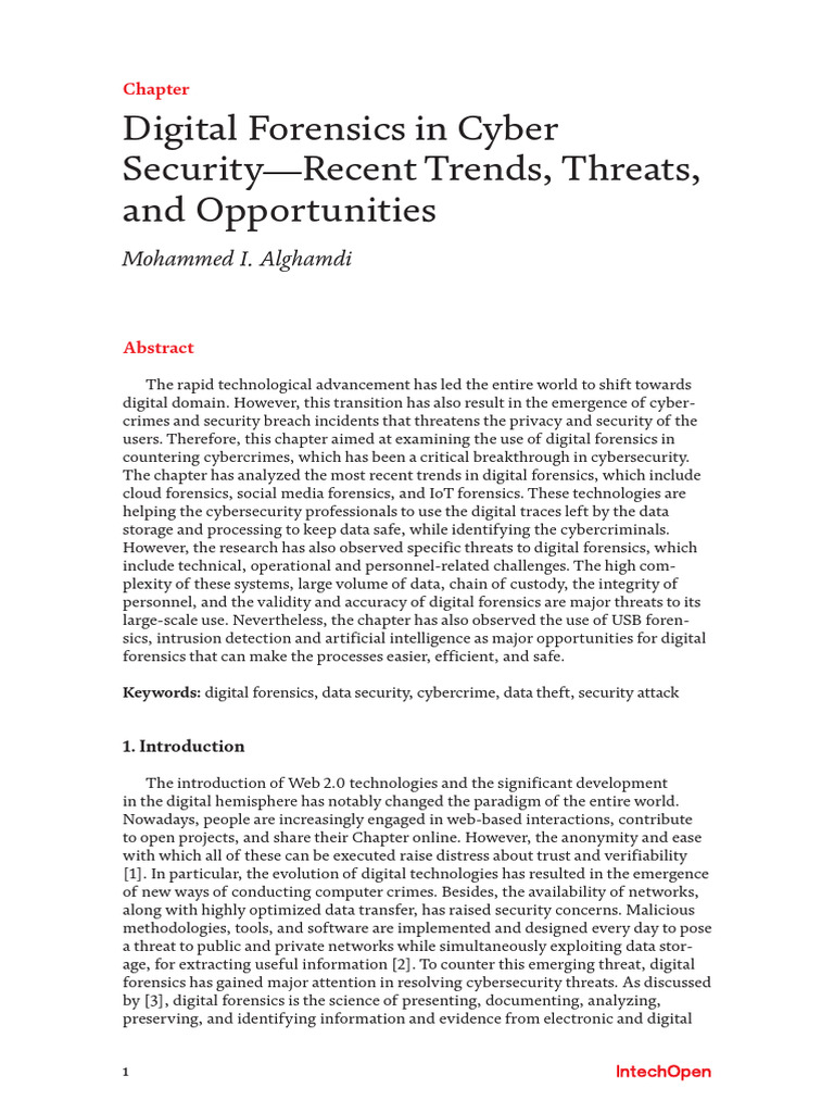Digital Forensics in Cyber Security-Recent Trends, Threats, and Opportunities | PDF | Digital ...