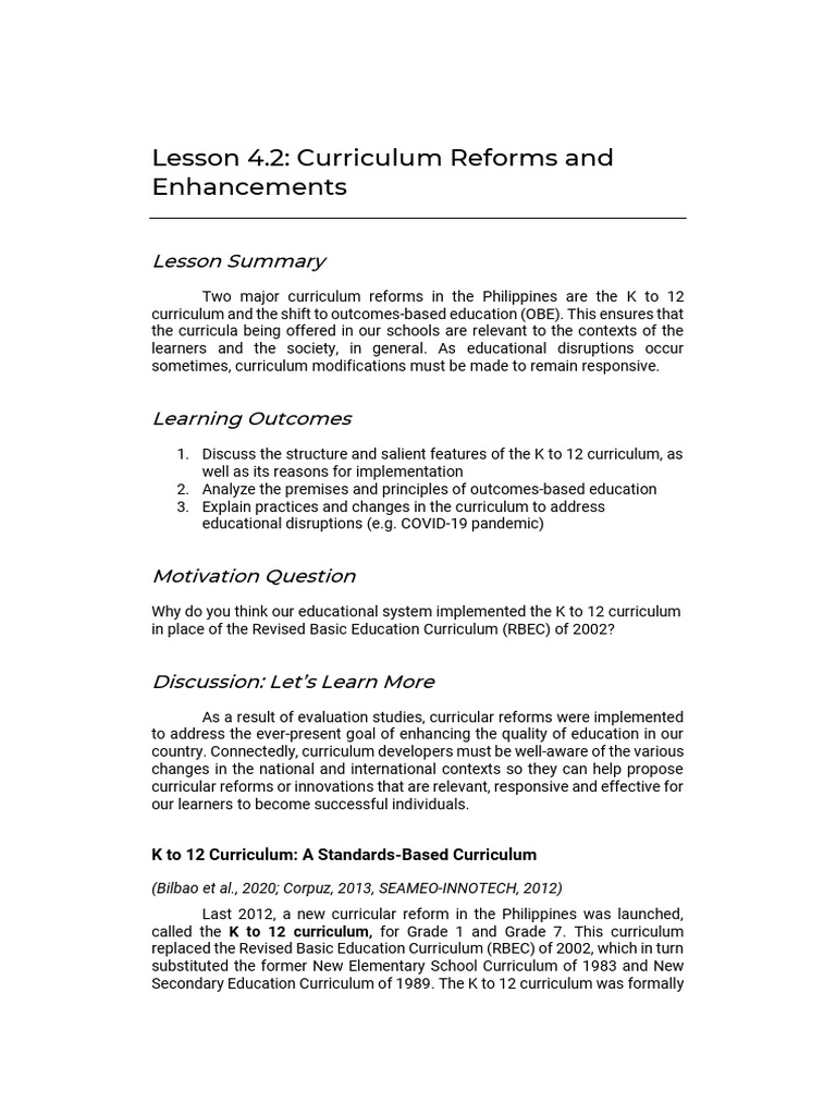 Lesson 4.2 | PDF | Curriculum | Learning