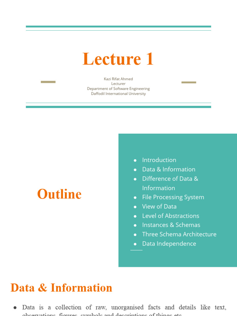 Lecture 1 | PDF | Databases | Database Schema Lecture 1 | PDF | Databases | Database Schema