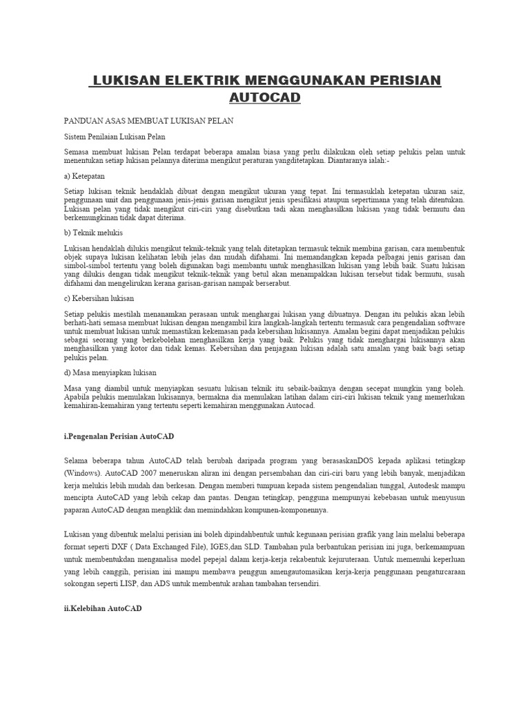 Lukisan Elektrik Menggunakan Perisian Autocad | PDF