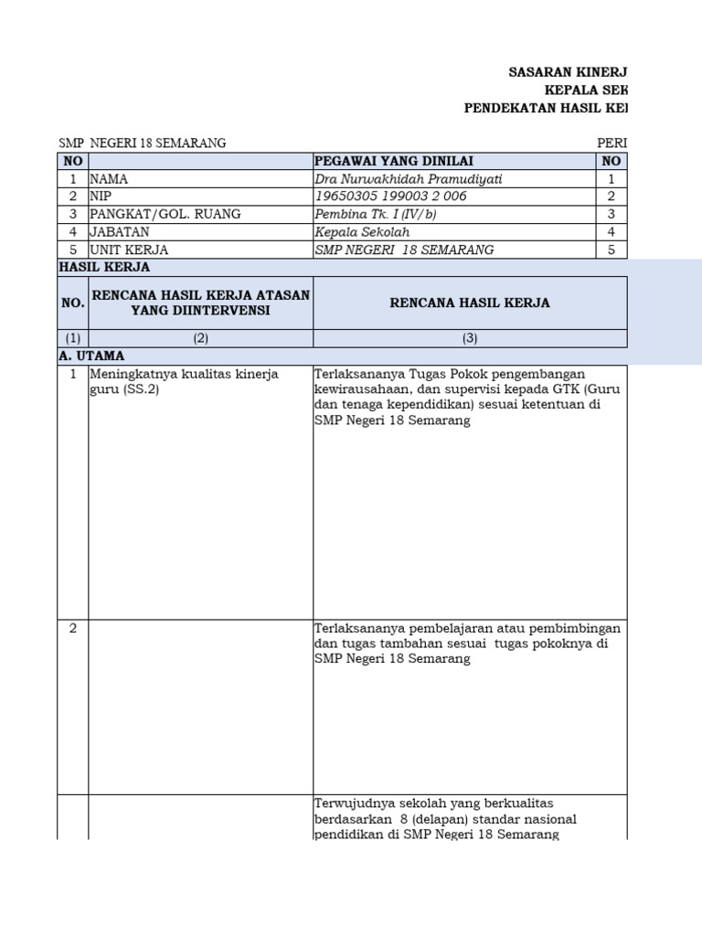 05.a. Form SKP JA Kuantitatif - Kepala Sekolah | PDF