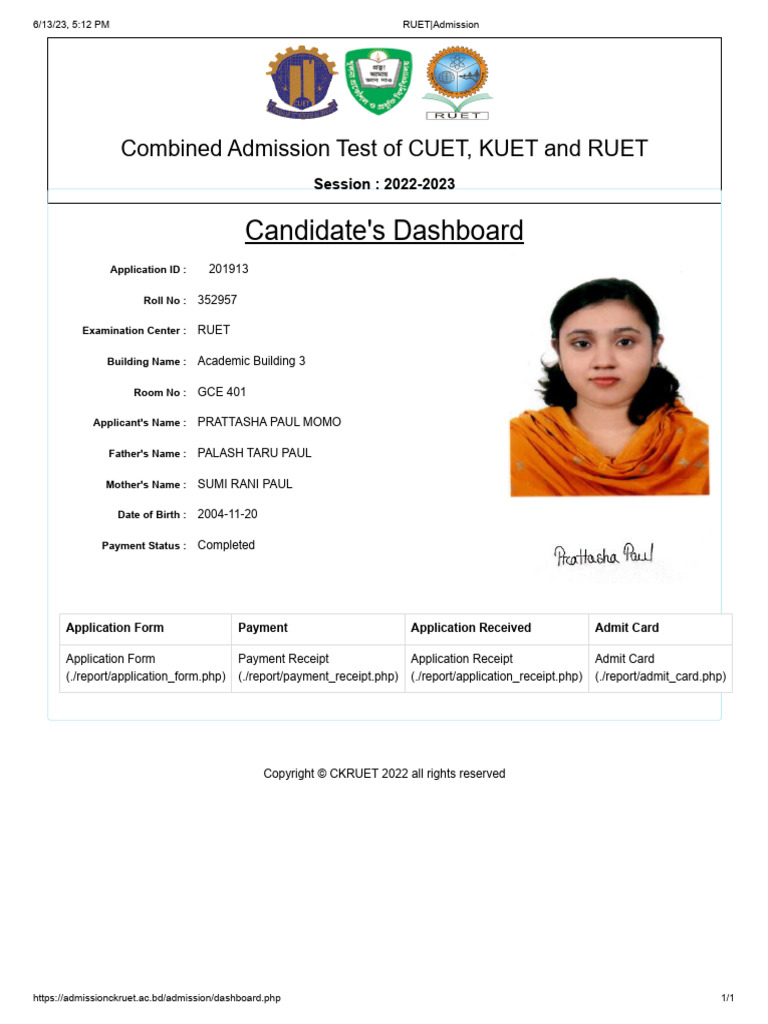 RUET Admission | PDF