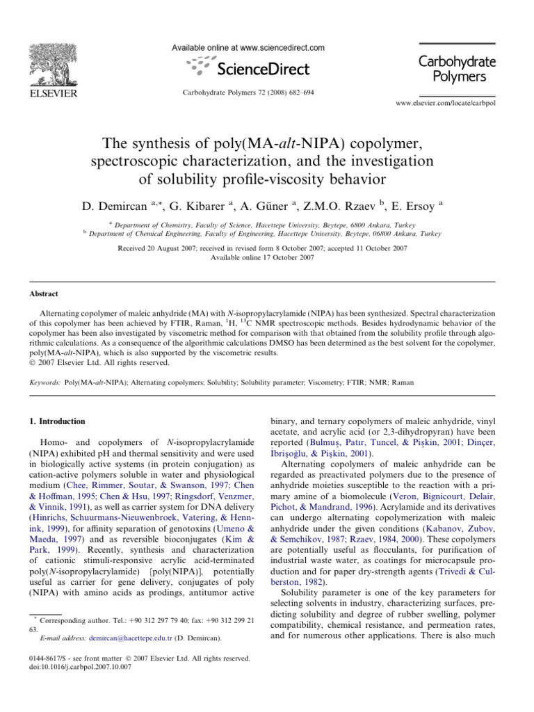 Polymer Solubility | PDF | Copolymer | Solubility