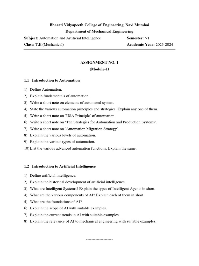 Automation & AI Assignment Guide | PDF