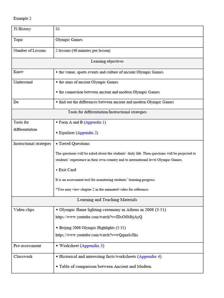 Lesson Plan - Olympic Games | PDF | Olympic Games | Deities
