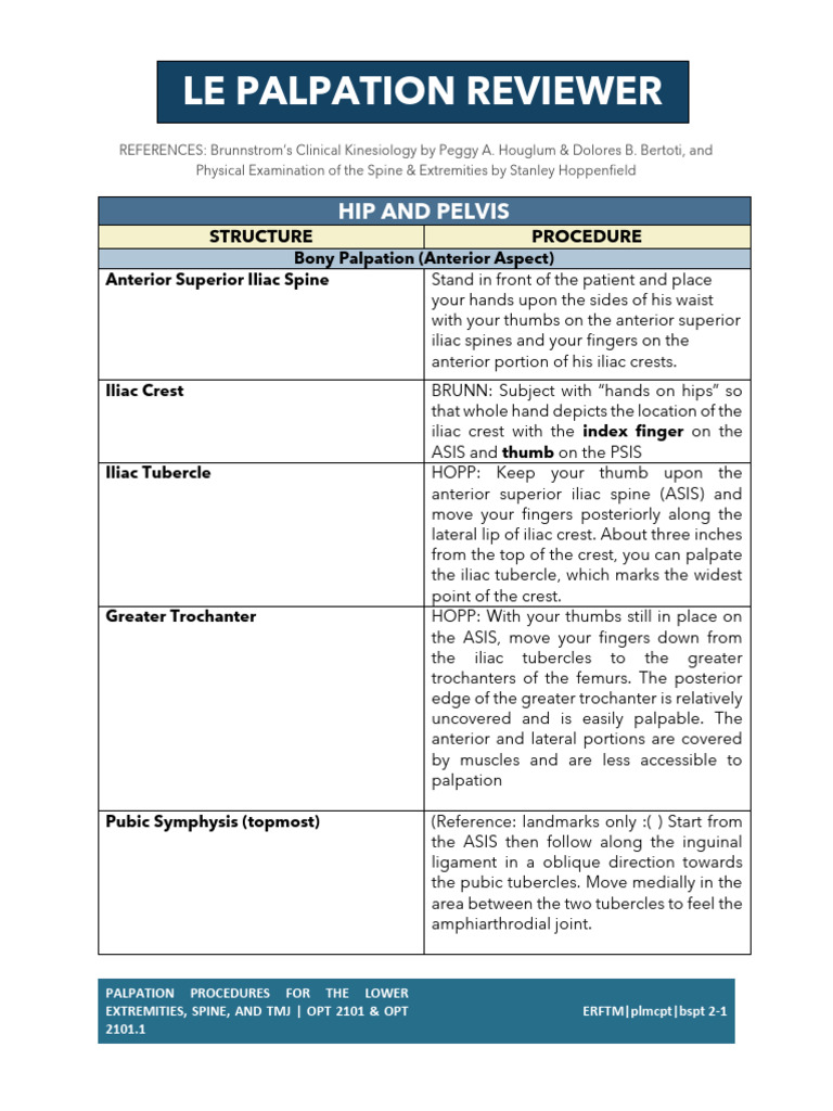 Palpation Techniques for Lower Extremities | PDF | Foot | Knee