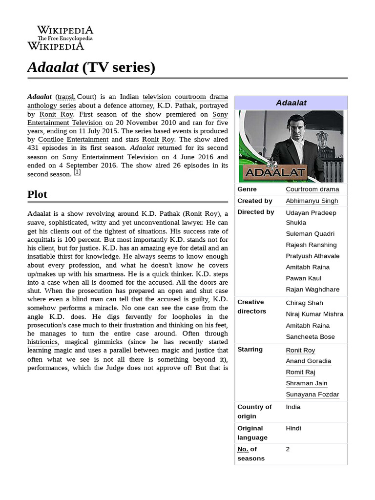 Adaalat (TV Series) | PDF