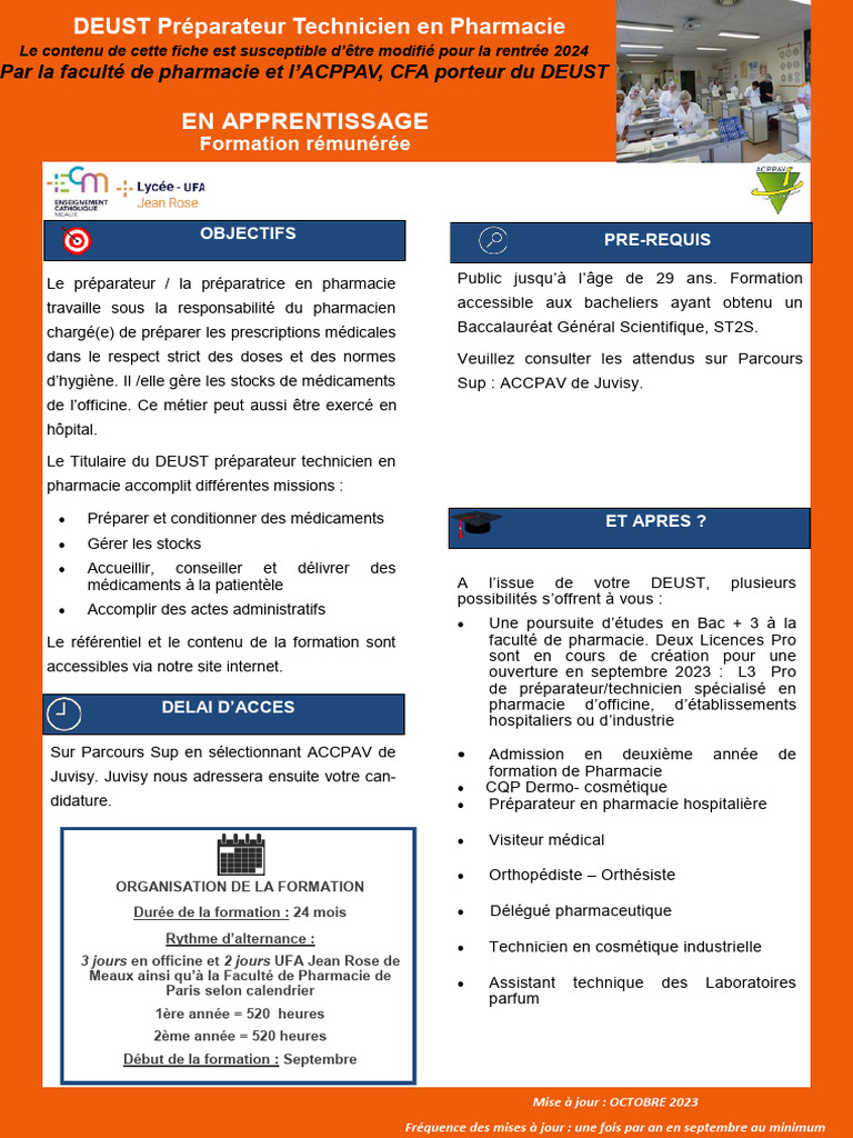 Decembre 2023 Fiche Deust Pharmacie | PDF