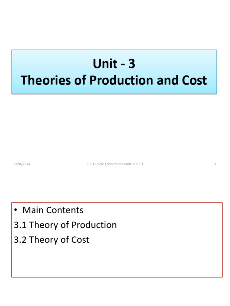 3.1 Theory of Production | PDF | Production Function | Factors Of Production
