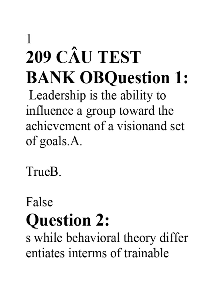 209 Câu Test Bank Obquestion 1 | PDF