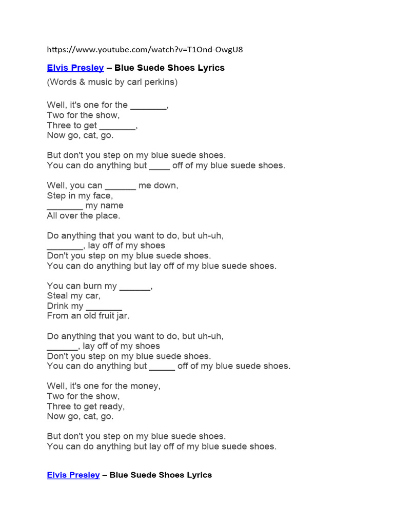 Elvis Presley Blue Suede Shoes - 147561 | PDF